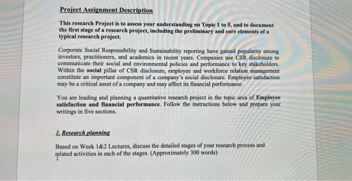 Project Assignment Description This research Project | Chegg.com