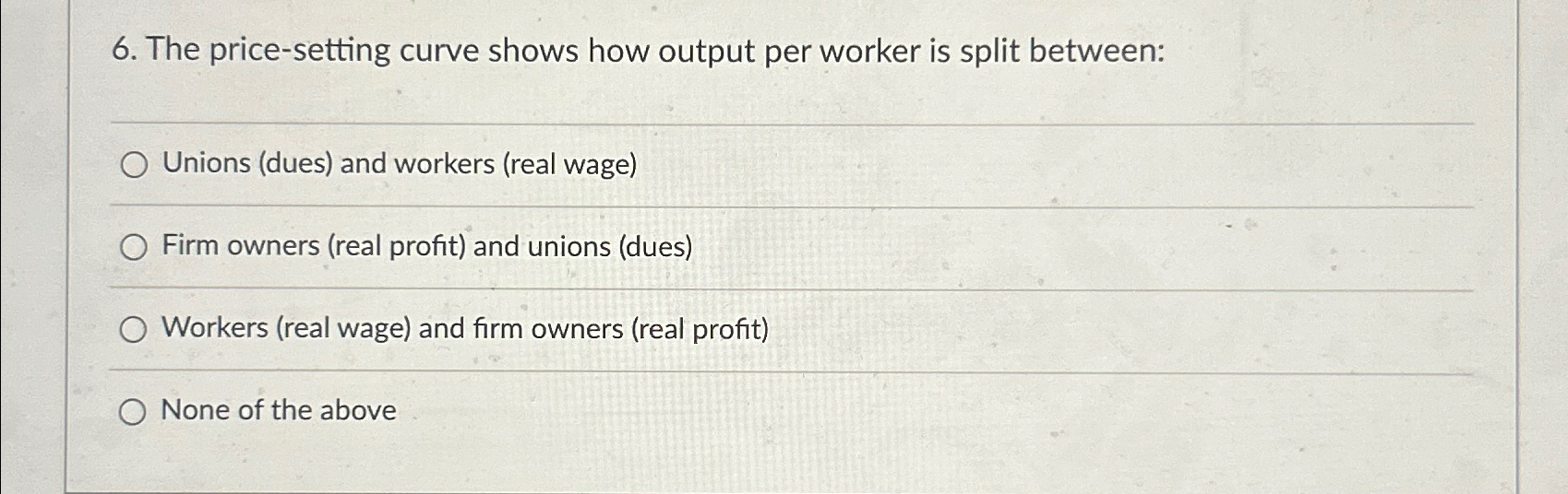 Solved The price-setting curve shows how output per worker | Chegg.com