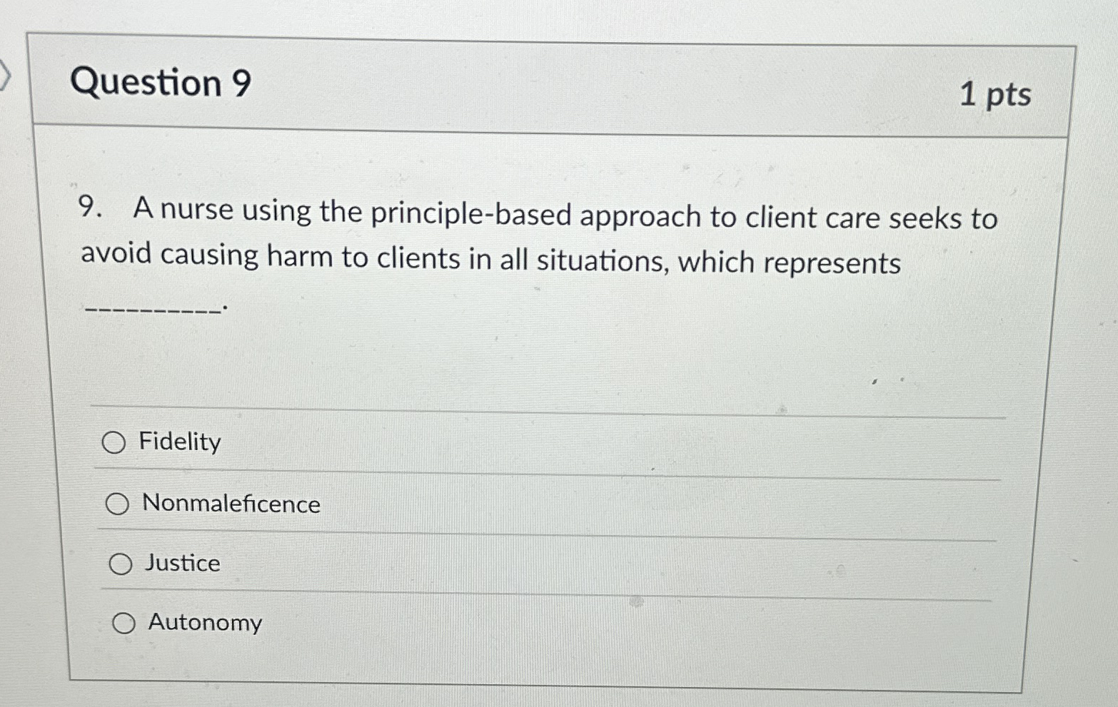 Solved Question 91 ﻿pts9. ﻿A nurse using the principle-based | Chegg.com