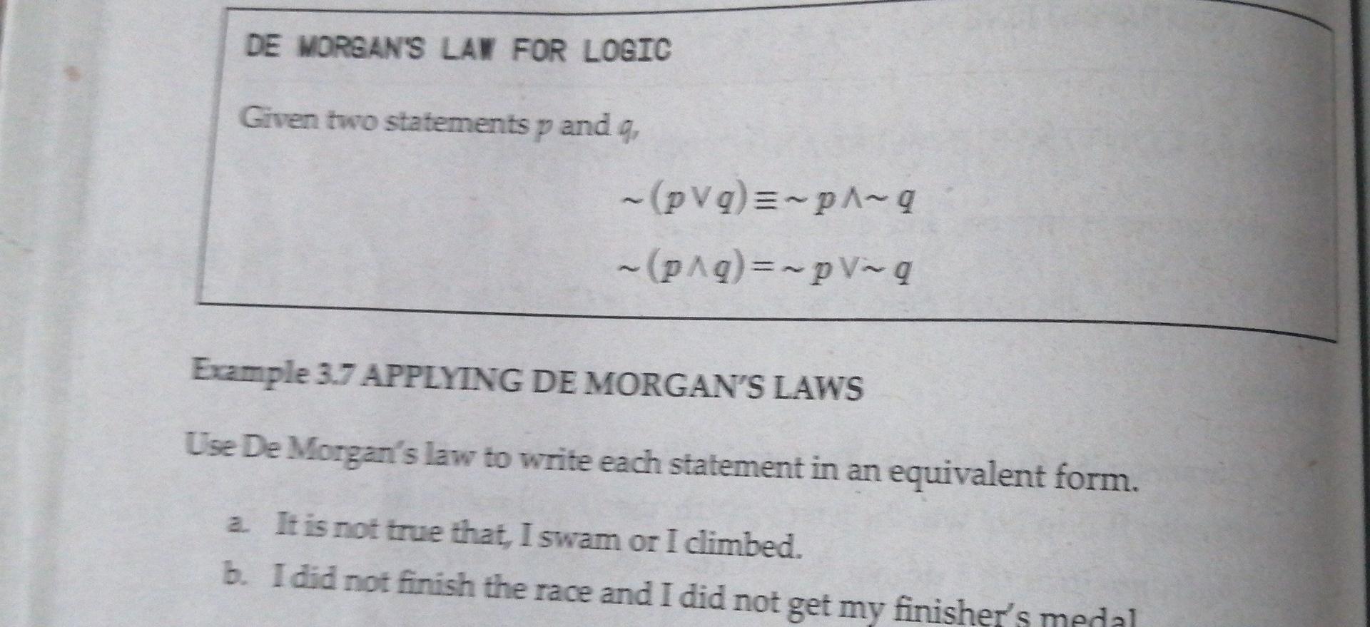 Solved Use De Morgan's laws to write the given statements in | Chegg.com