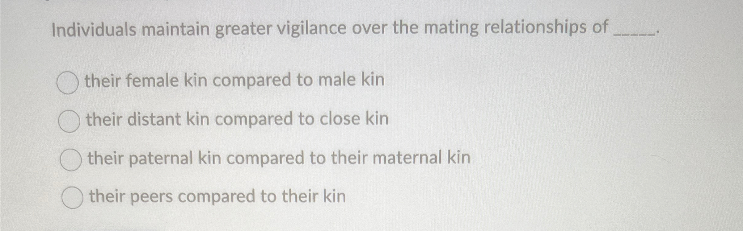 Solved Individuals maintain greater vigilance over the | Chegg.com