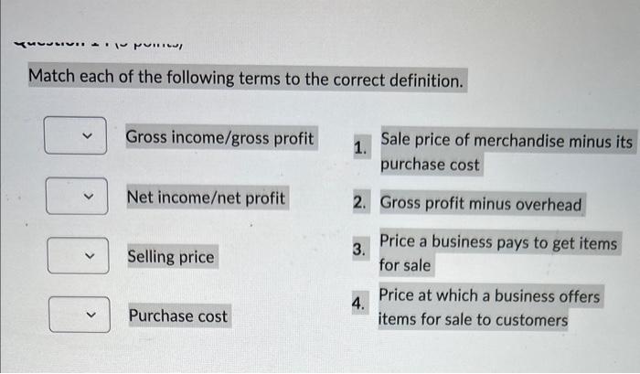 Solved Match each of the following terms to the correct | Chegg.com
