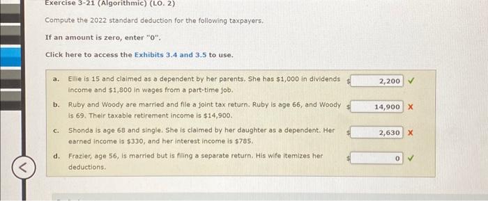 Solved Exercise 3-21 (Algorithmic) (LO. 2) Compute the 2022 | Chegg.com