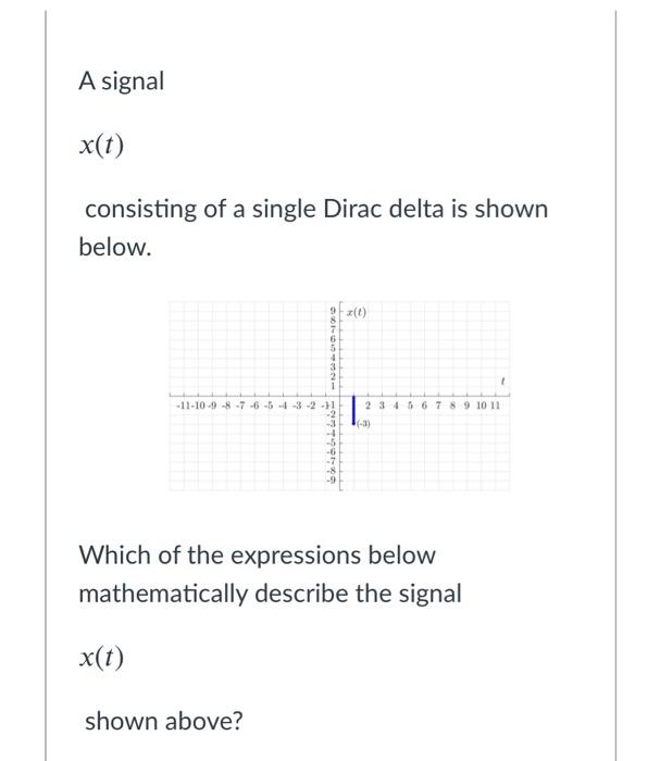 Solved A signal x(t) consisting of a single Dirac delta is | Chegg.com