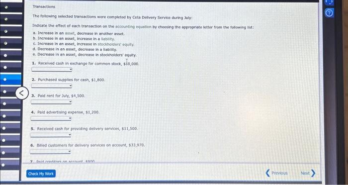 Solved The following selected transactions were completiod | Chegg.com