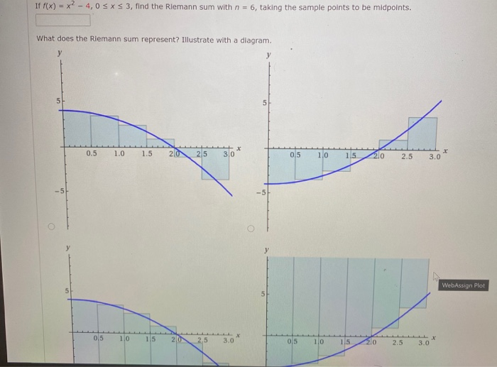 Solved If f(x) = x2 - 4,0 SXS 3, find the Riemann sum with n | Chegg.com