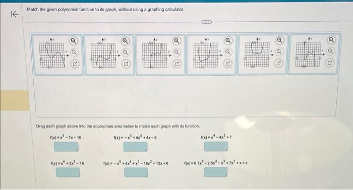 Solved Match the given polynomial function to its graph, | Chegg.com
