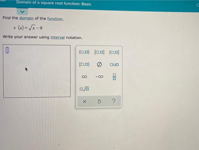 Solved Domain of a square root function: Basic C Find the | Chegg.com