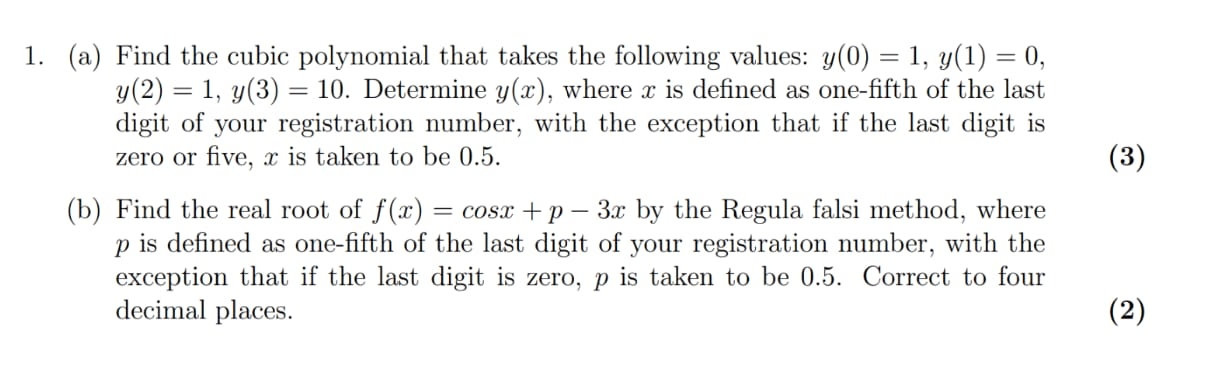 Solved last digit of registration number-8 ﻿and answers of a | Chegg.com