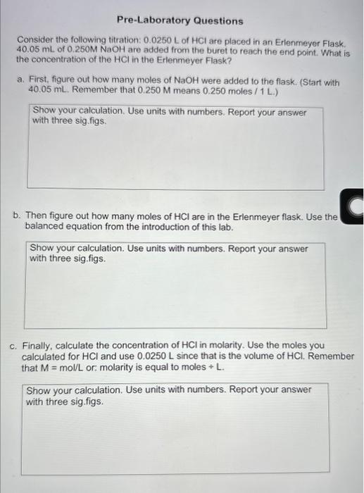 Solved Pre-Laboratory Questions Consider the following | Chegg.com