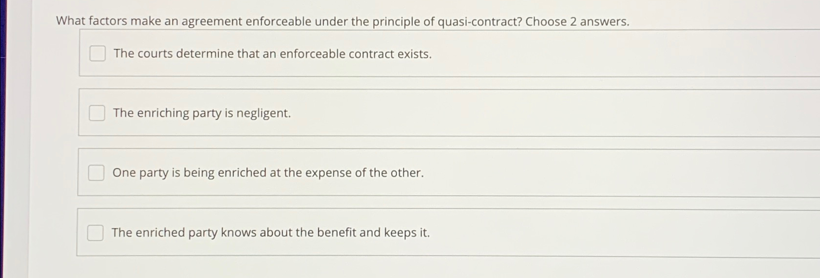 Solved What factors make an agreement enforceable under the | Chegg.com