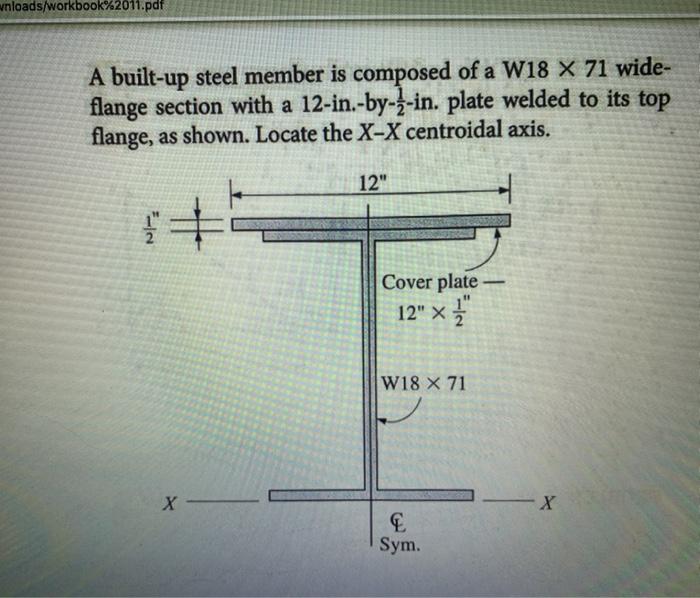 Solved 1. Y X х by Designation W18X71 A 20.0 d 18.6 by 7.64 | Chegg.com