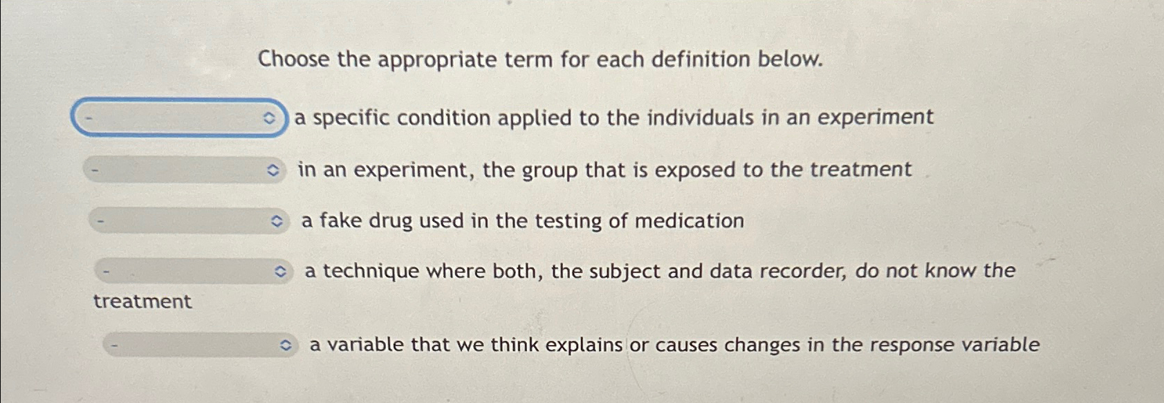 Solved Choose the appropriate term for each definition | Chegg.com