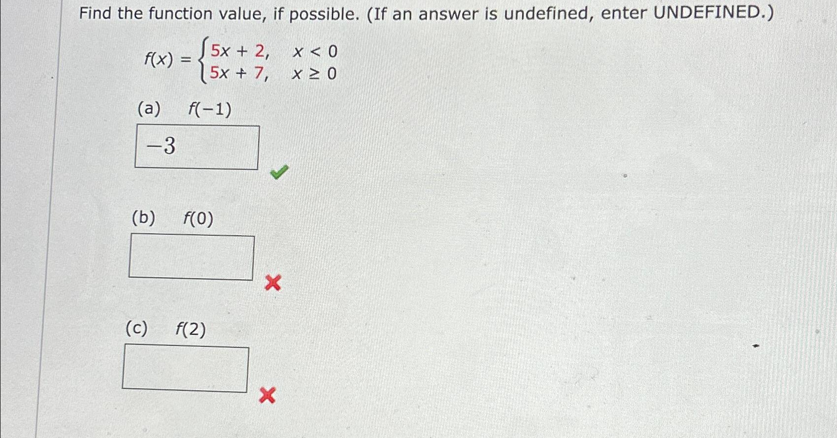 Solved Find the function value, if possible. (If an answer | Chegg.com