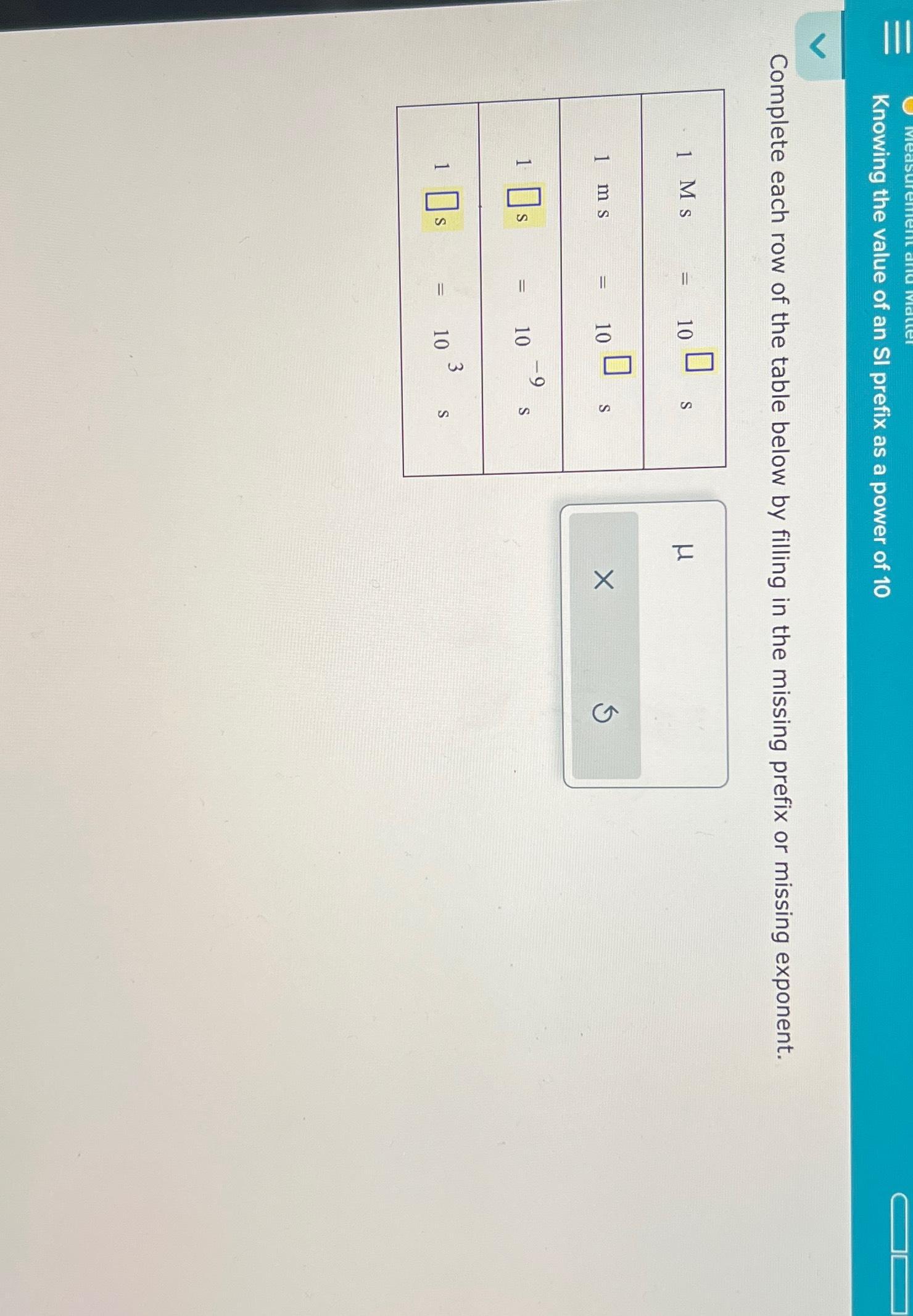 Solved Knowing the value of an SI prefix as a power of | Chegg.com