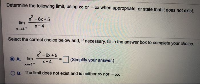 Solved Determine the following limit, using oor -oo when | Chegg.com