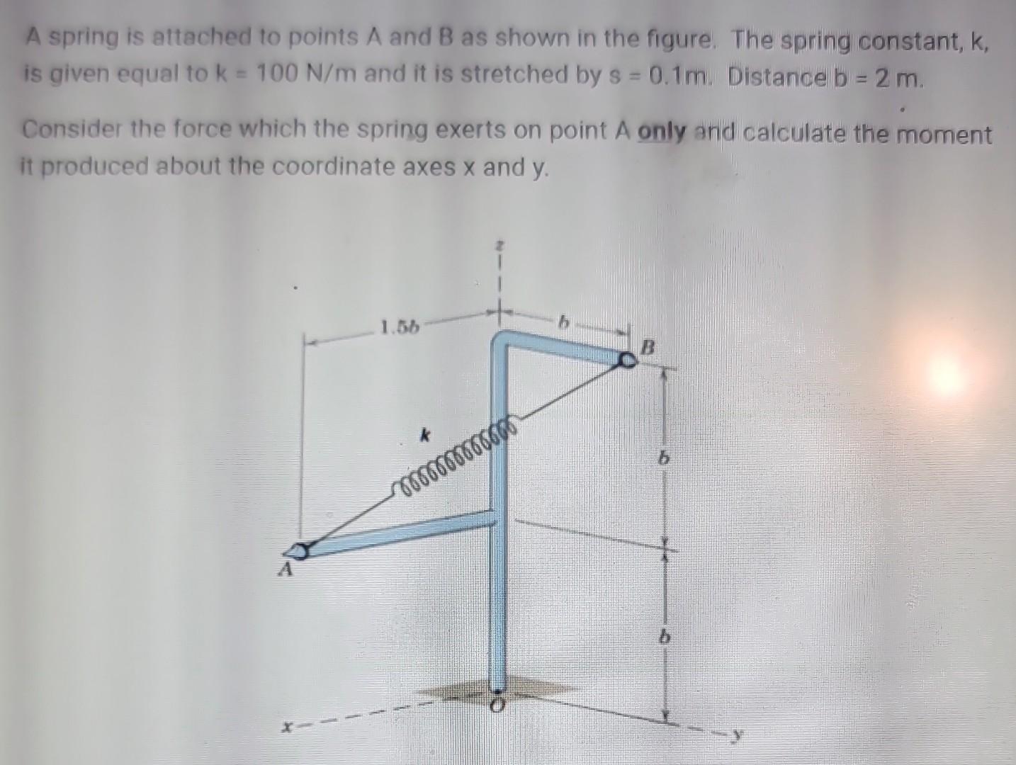 Solved A spring is attached to points A and B as shown in | Chegg.com
