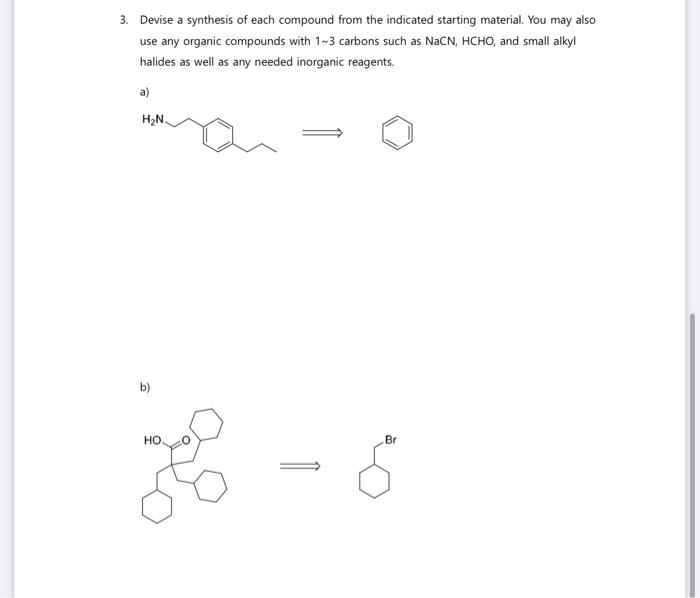 Solved 3. Devise a synthesis of each compound from the | Chegg.com