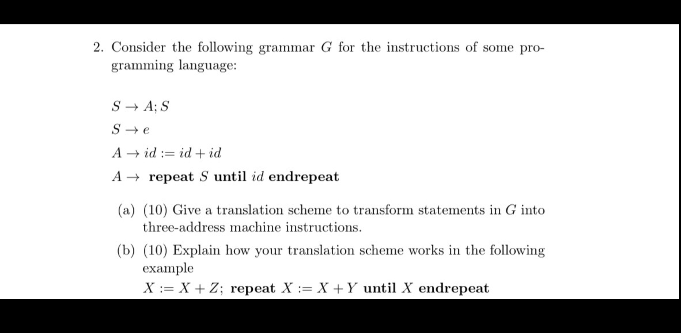 Solved Consider the following grammar G ﻿for the | Chegg.com