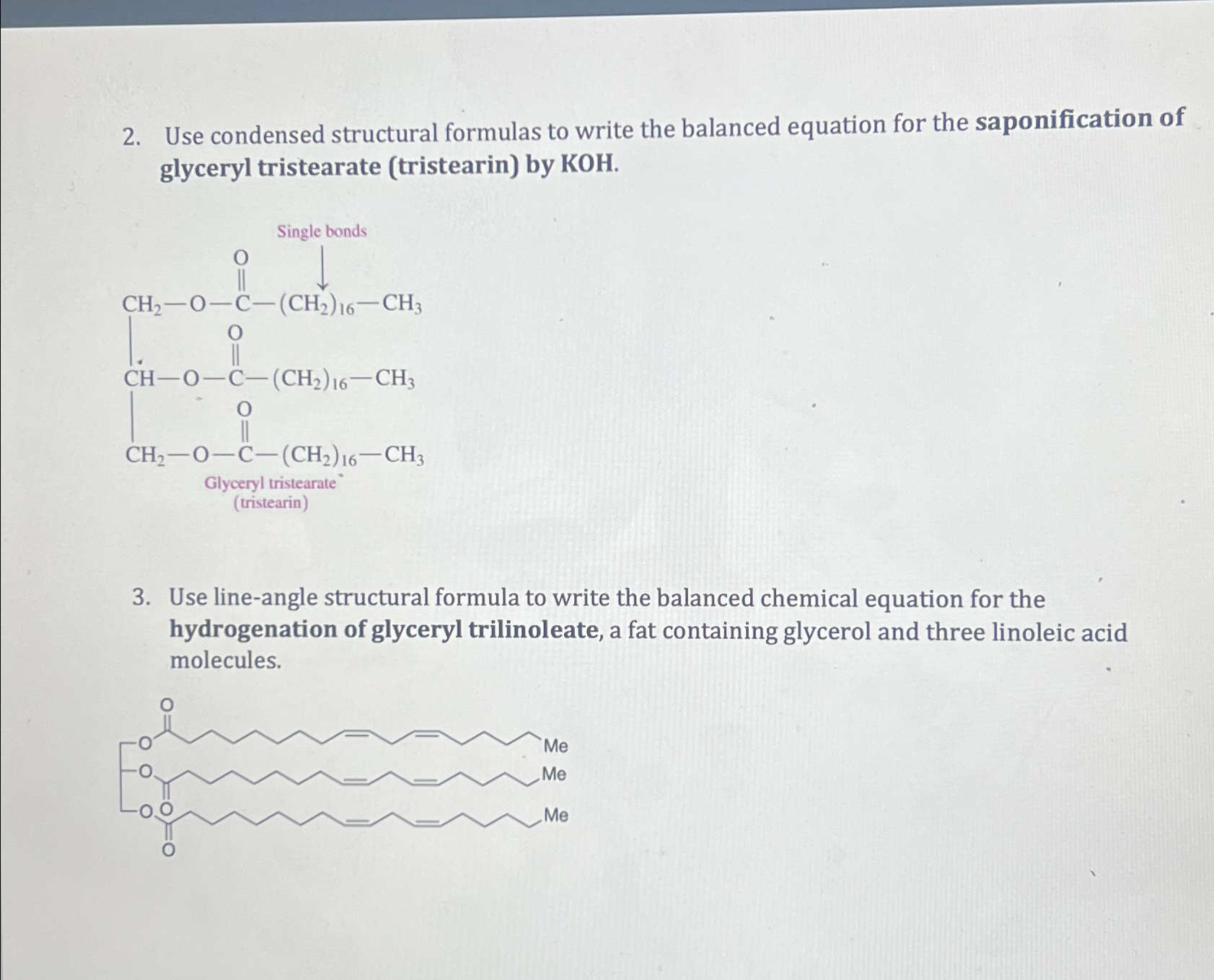Solved Use condensed structural formulas to write the | Chegg.com