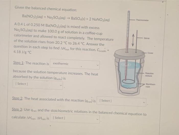 Solved Given the balanced chemical equation: Ba(NO3)2(aq) + | Chegg.com