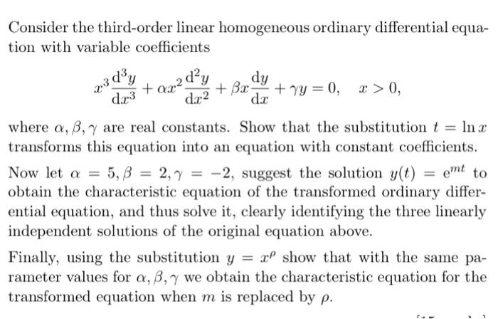 Solved Consider the third-order linear homogeneous ordinary | Chegg.com