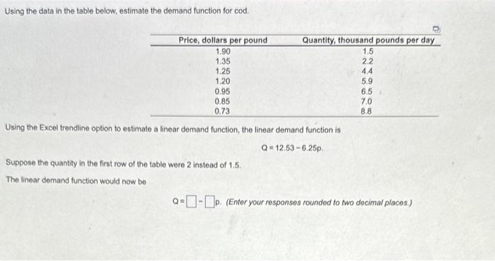 Using the data in the table below, estimate the | Chegg.com