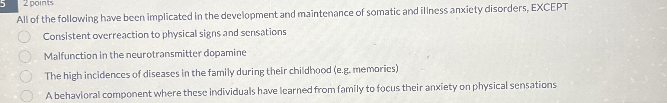Solved All of the following have been implicated in the | Chegg.com