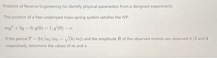 Solved Problem of Reverse Engineering (to identify physical | Chegg.com