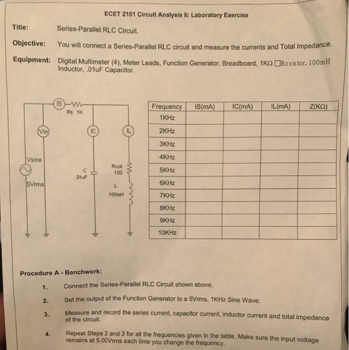 Solved Title: ECET 2101 Circuit Analysis II: Laboratory | Chegg.com