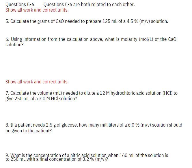Solved Questions 1-4.Show all work and correct units.If a | Chegg.com