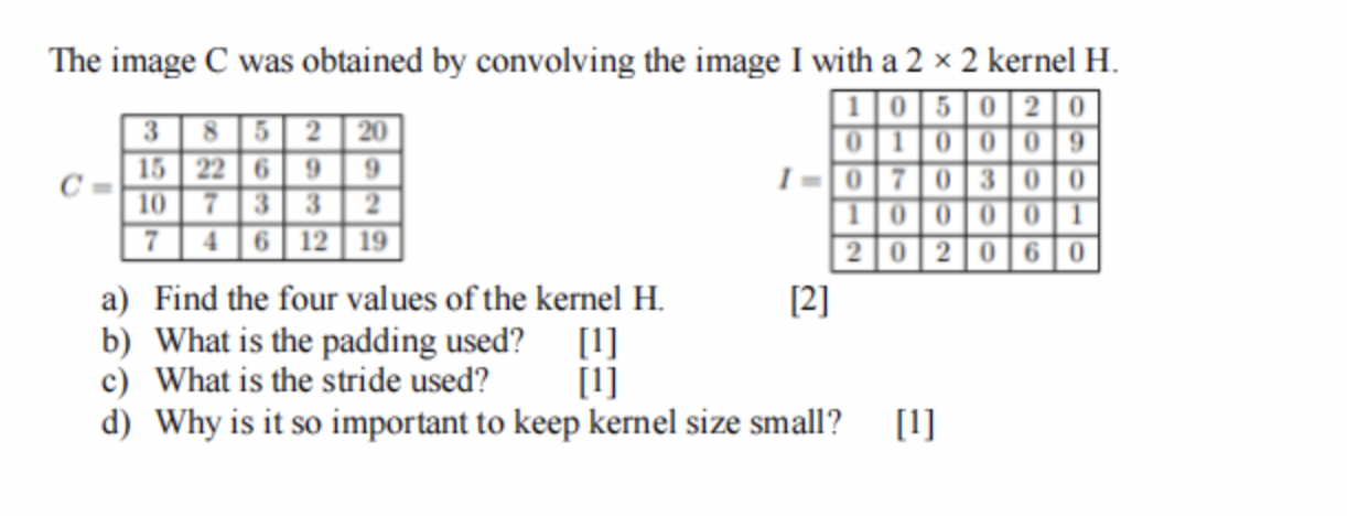 Solved The image C ﻿was obtained by convolving the image I | Chegg.com