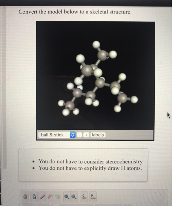 Solved Convert the model below to a skeletal structure. ball | Chegg.com