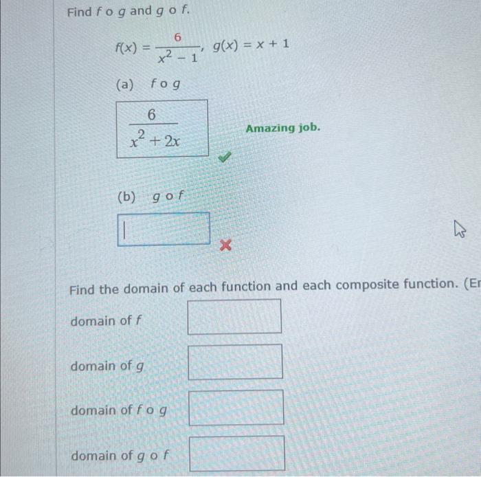 Solved Find fo g and go f. f(x) = (a) (b) 6 21 6 x² + 2x | Chegg.com