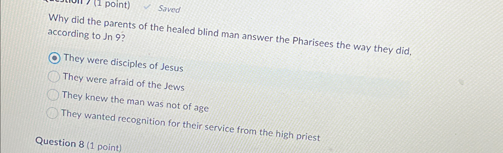 Solved Why did the parents of the healed blind man answer | Chegg.com
