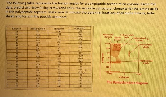 Solved The following table represents the torsion angles for | Chegg.com