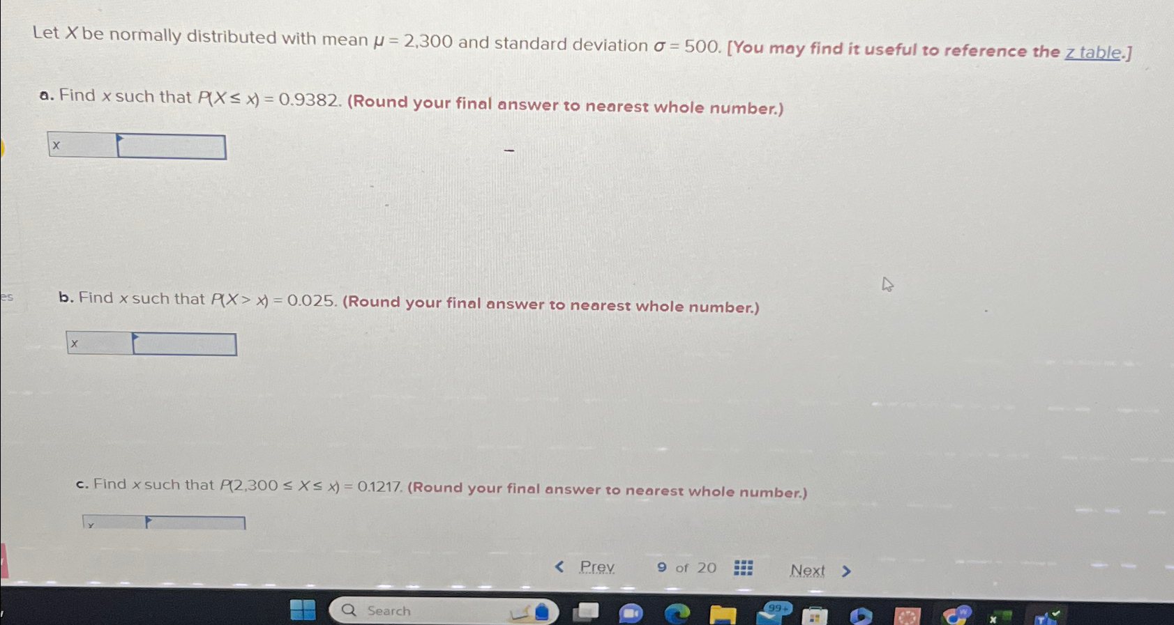 Solved Let x ﻿be normally distributed with mean μ=2,300 ﻿and | Chegg.com