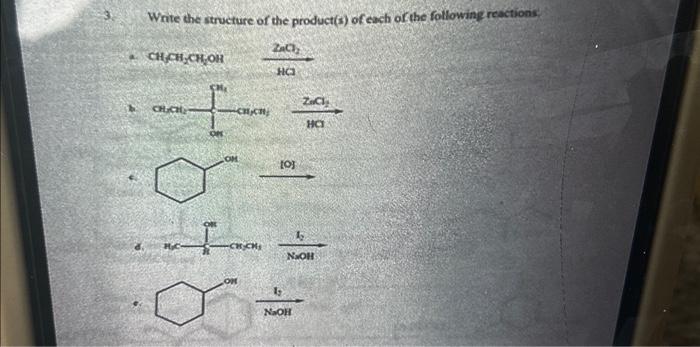 Solved Write the structure of the product(s) of each or the | Chegg.com