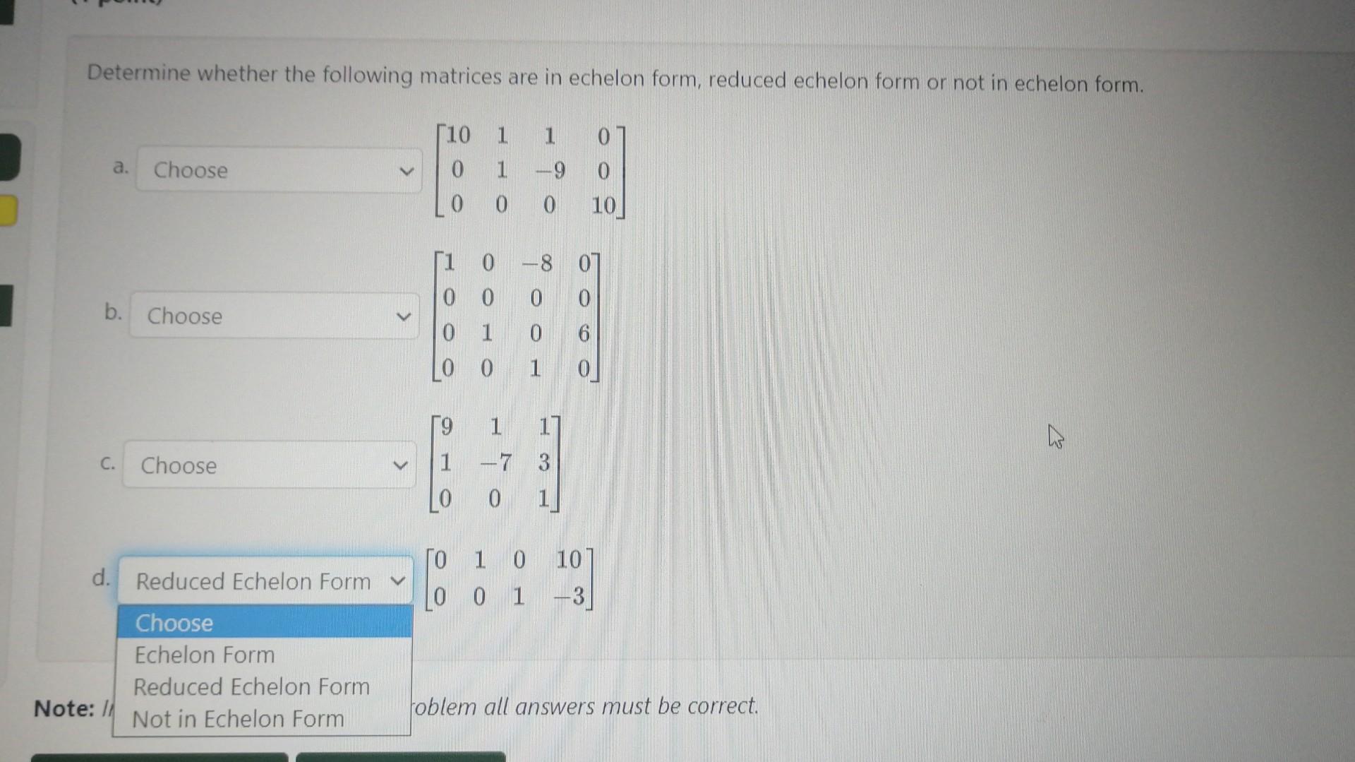 Solved Determine whether the following matrices are in | Chegg.com