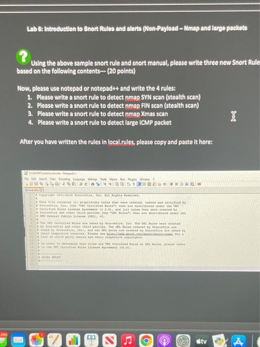 Solved Lab 6: Introduction to Snort Rules and alerts | Chegg.com