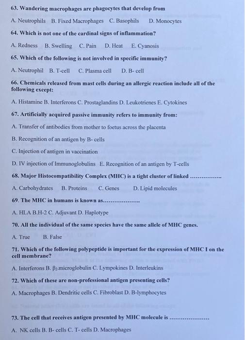 Solved 53. Which of the following component of complement | Chegg.com