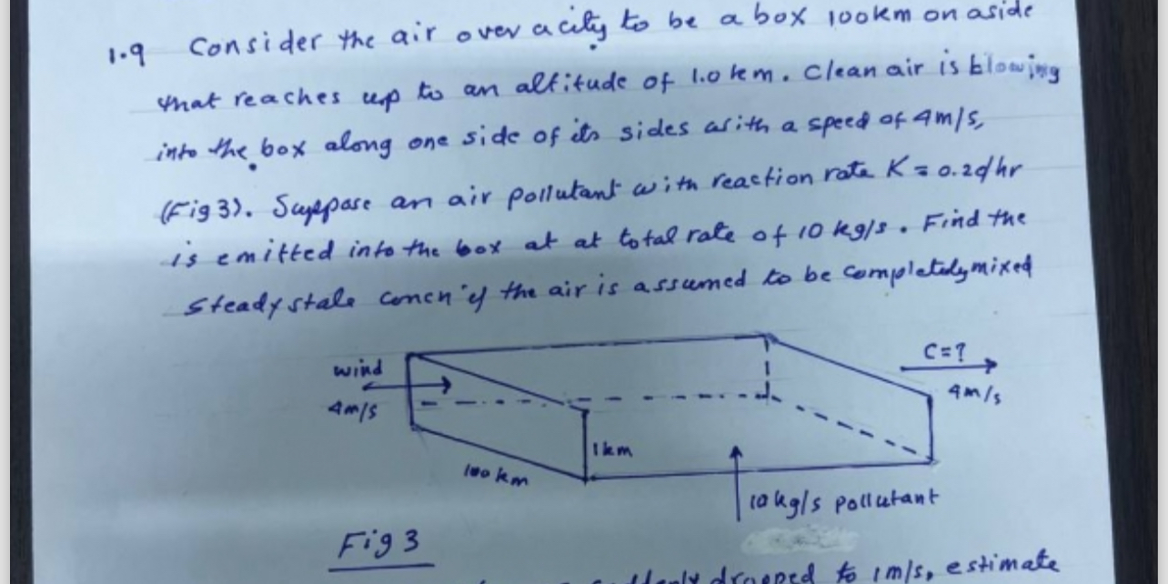 Solved 1.9 ﻿Consider the air over acity to be a box 100 ﻿km | Chegg.com