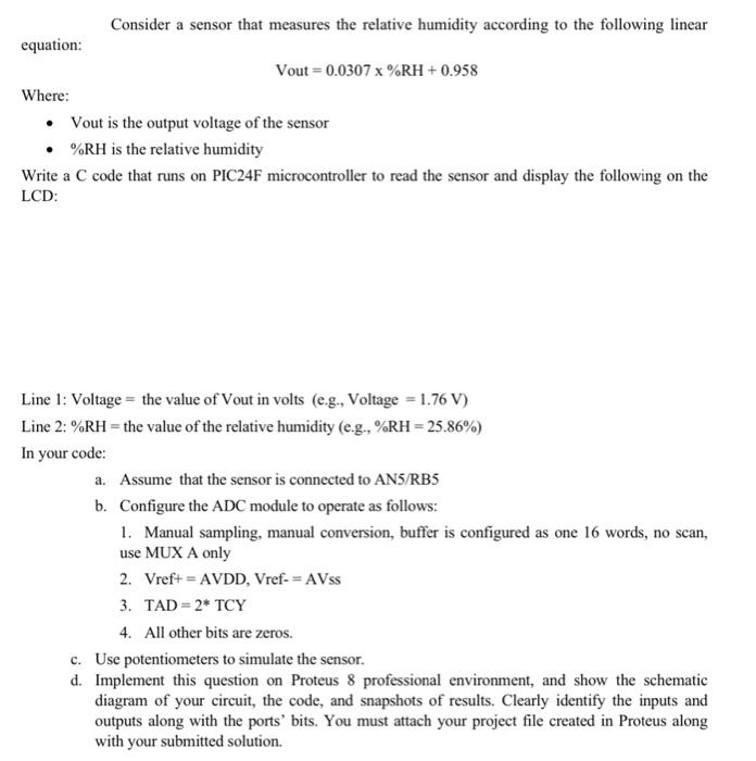 Solved Consider a sensor that measures the relative humidity | Chegg.com