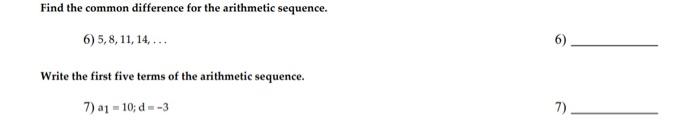 Solved Find the common difference for the arithmetic | Chegg.com
