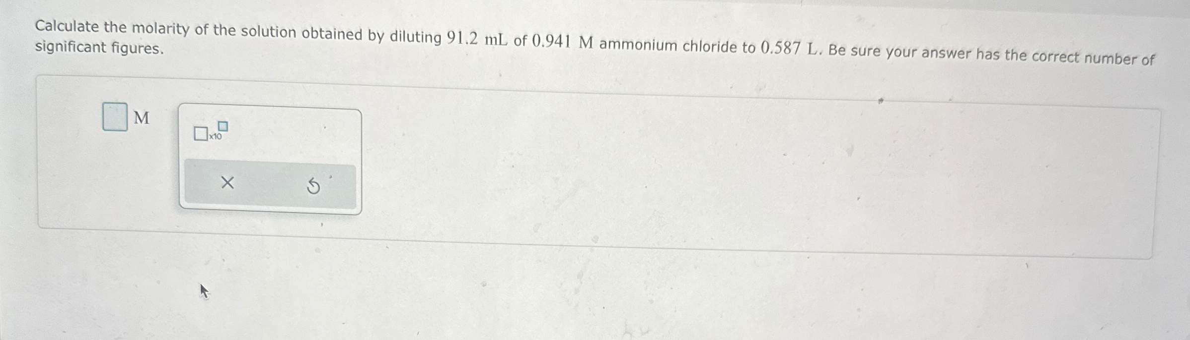 Solved Calculate the molarity of the solution obtained by | Chegg.com
