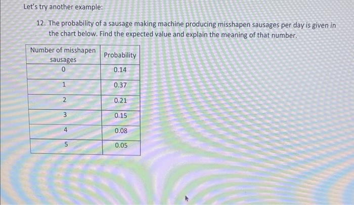 Solved 12. The probability of a sausage making machine | Chegg.com