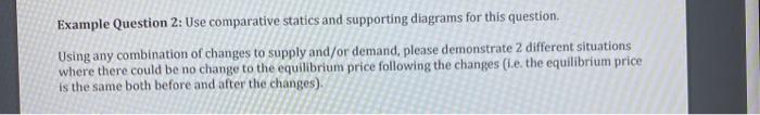Solved Example Question 2: Use comparative statics and | Chegg.com