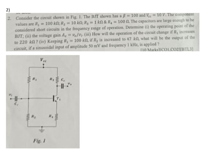 Solved Consider the circuit shown in Fig. 1. ﻿The BJT shown | Chegg.com
