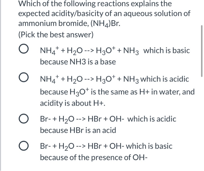 Solved Which of the following reactions explains the | Chegg.com