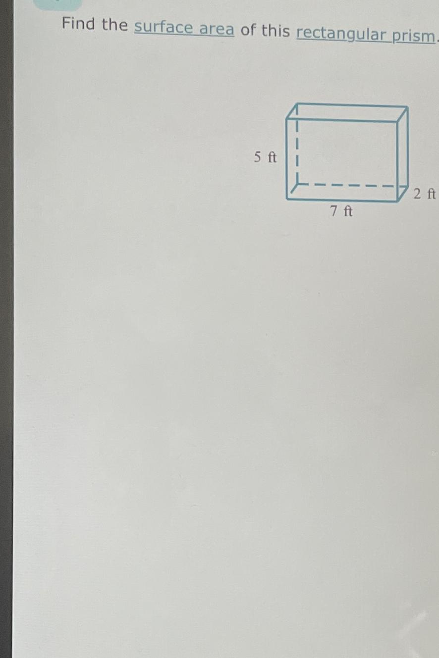 Solved Find the surface area of this rectangular prism | Chegg.com